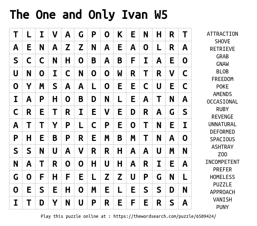 Download Word Search on The One and Only Ivan W5