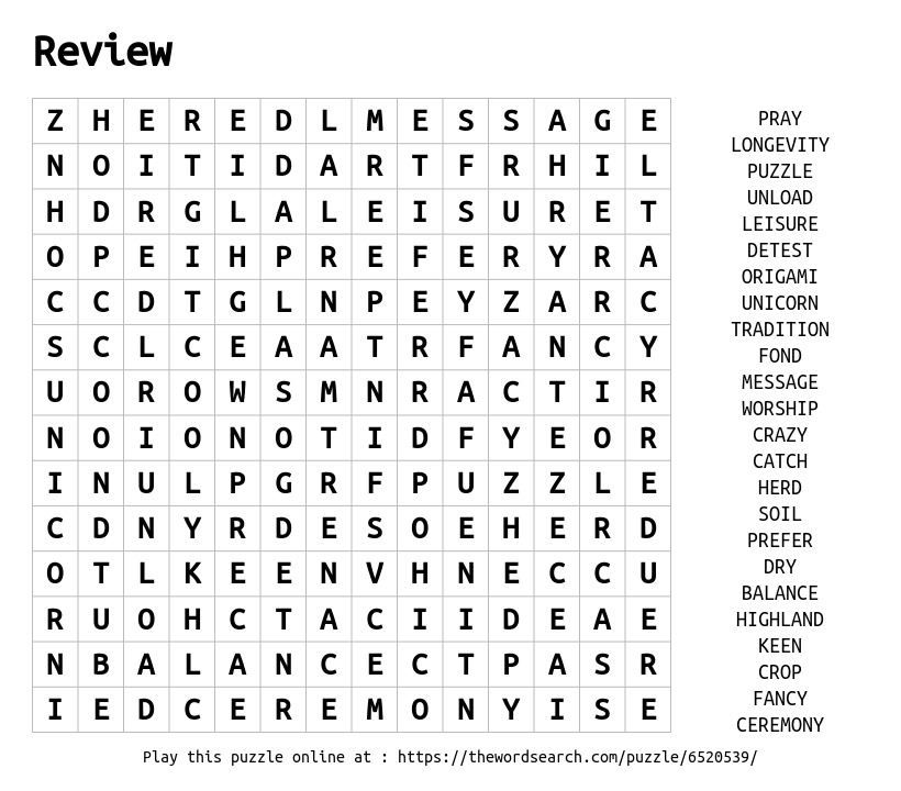 Download Word Search on Review