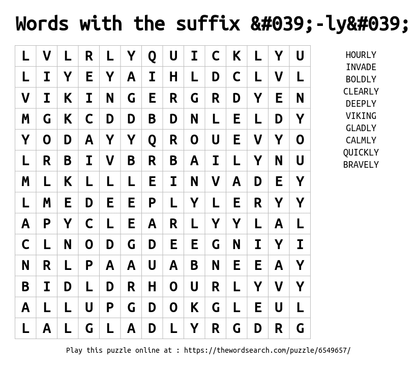 Download Word Search on Words with the suffix '-ly'