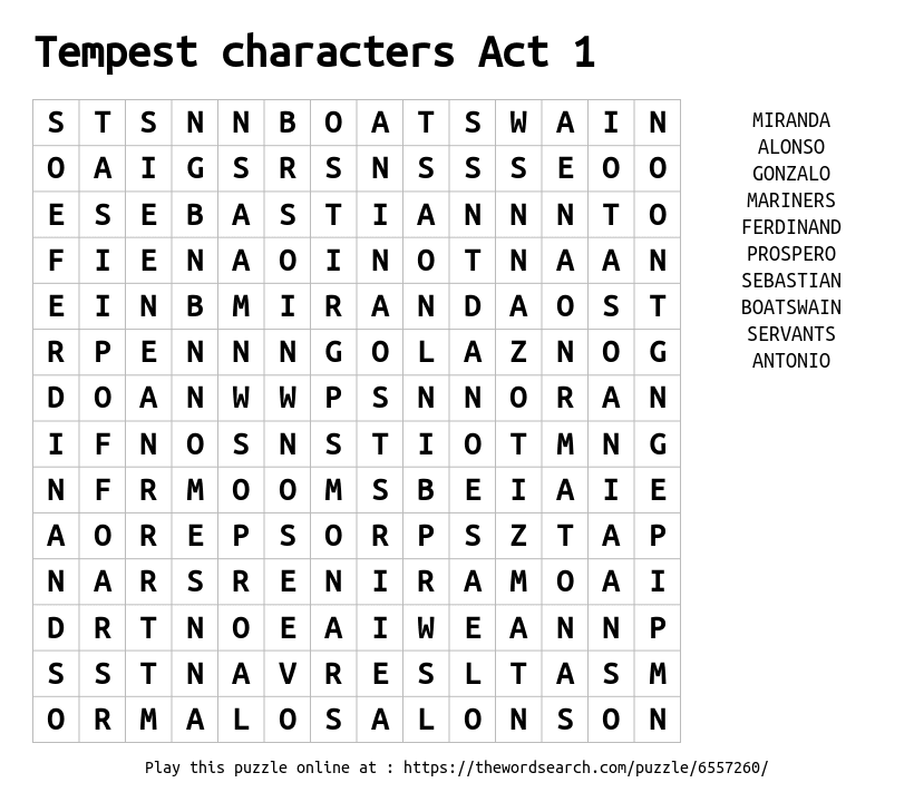Download Word Search on Tempest characters Act 1
