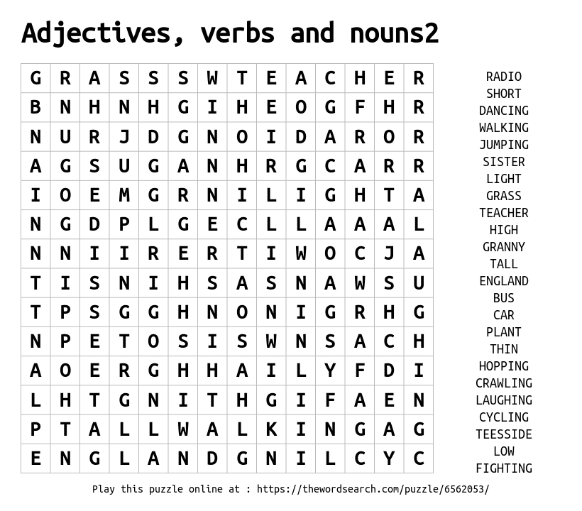 Download Word Search on Adjectives, verbs and nouns2