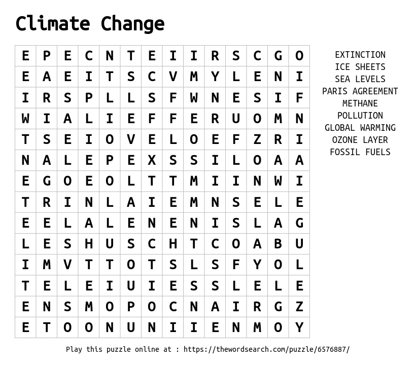 Download Word Search on Climate Change