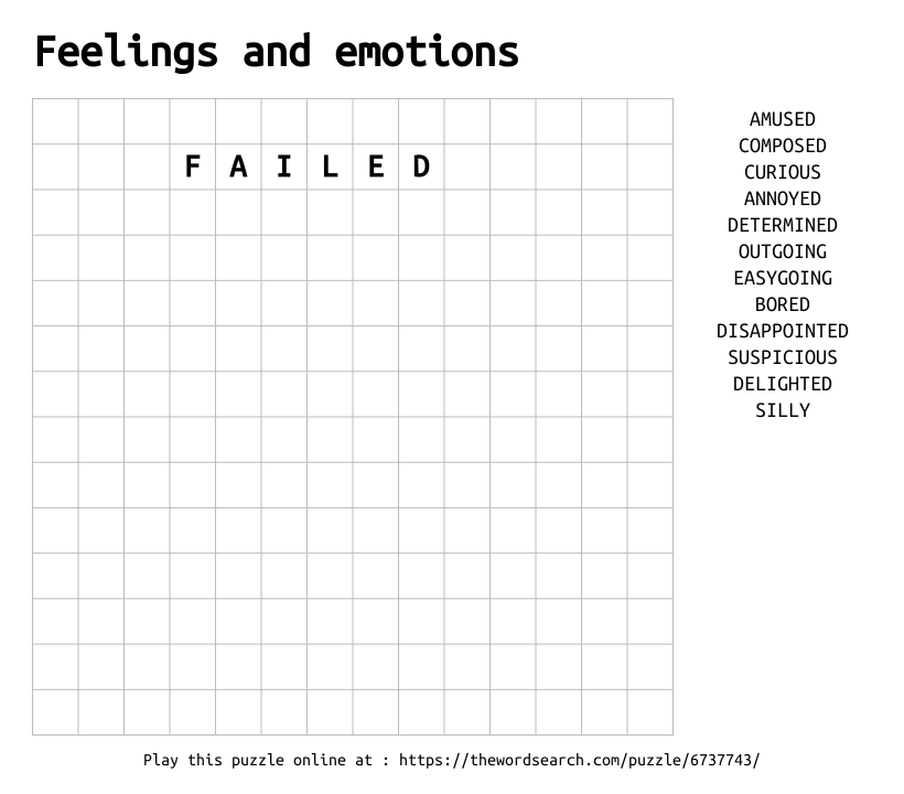 Download Word Search on Feelings and emotions