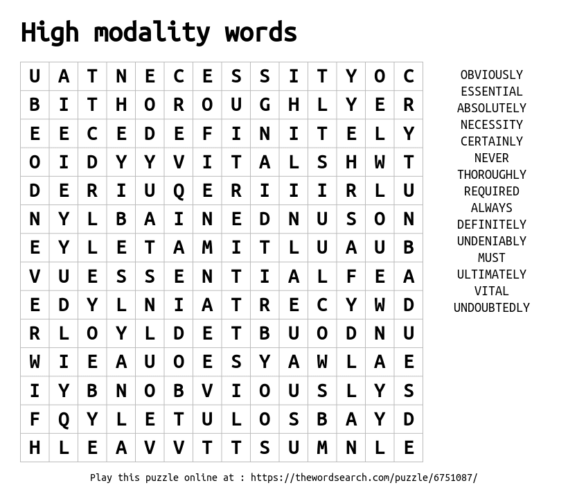 Download Word Search on High modality words