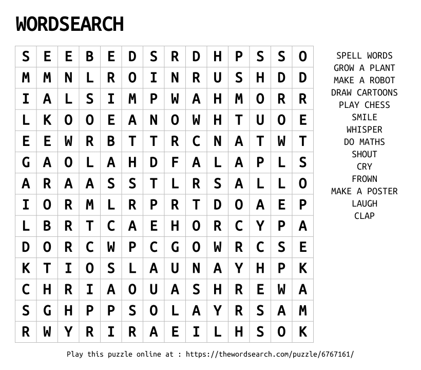 WORDSEARCH Word Search