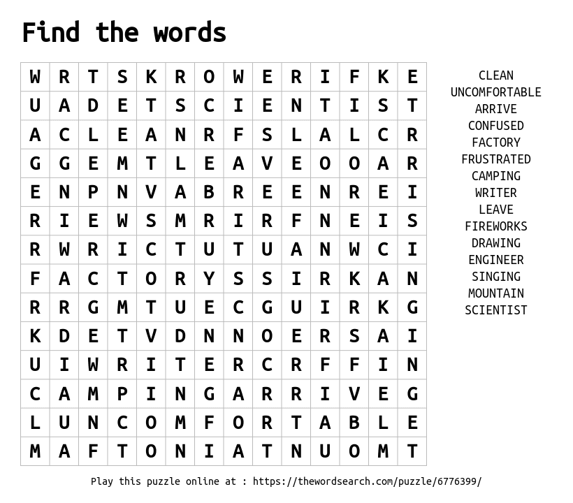 Find the words Word Search