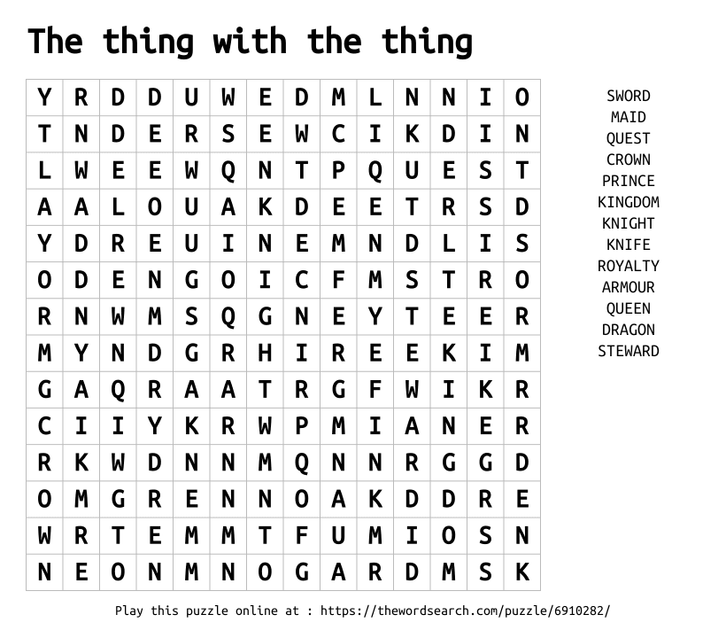 The thing with the thing Word Search