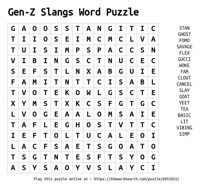 Download Word Search on Gen-Z Slangs Word Puzzle