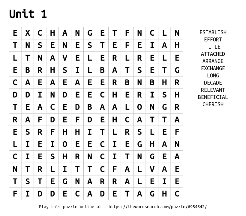 Unit 1 Word Search