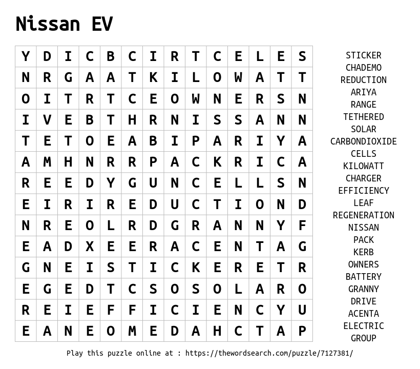Download Word Search on Nissan EV