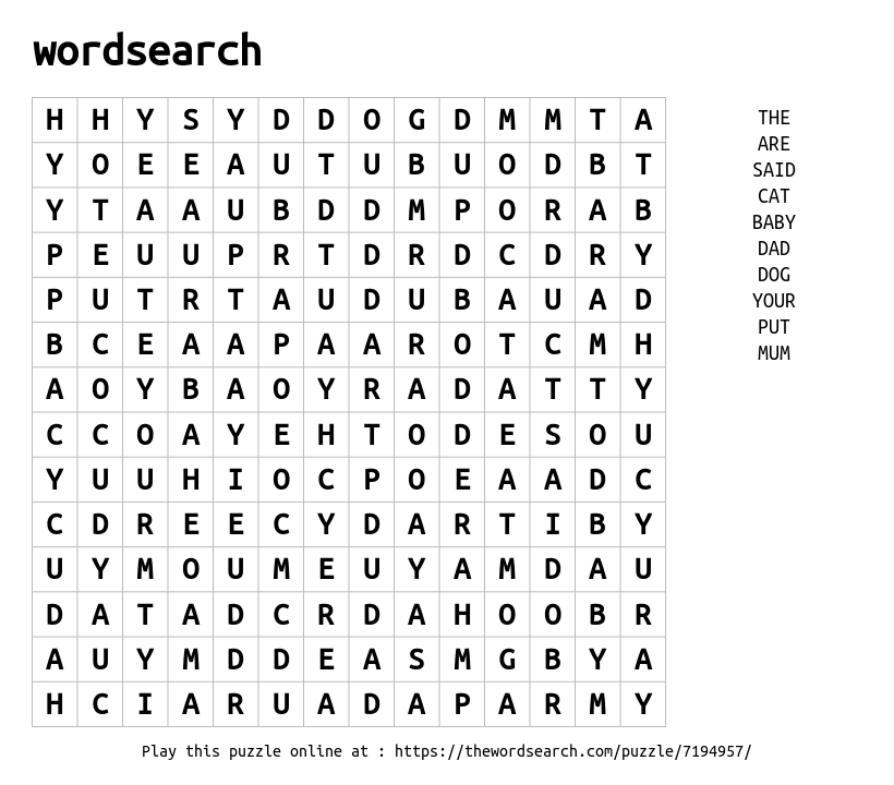 wordsearch Word Search