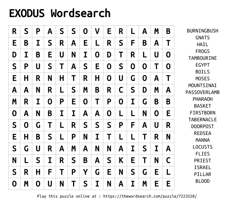 Download Word Search on EXODUS Wordsearch
