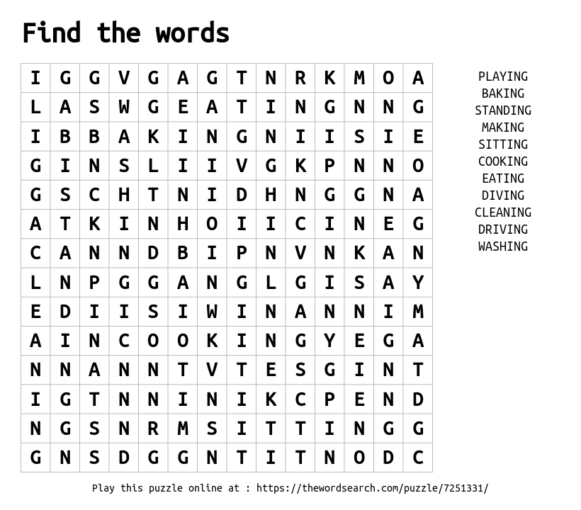 Find the words Word Search