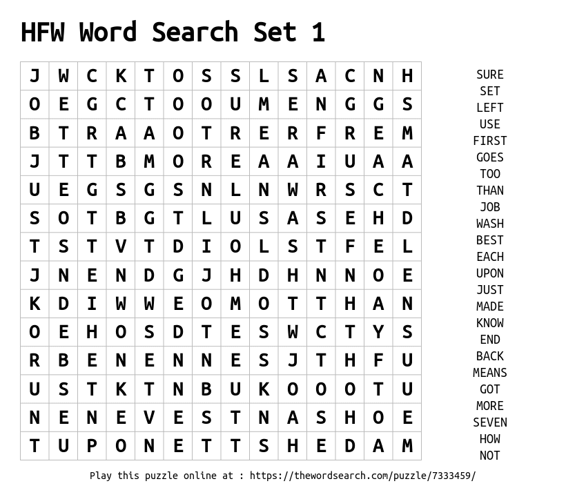 Download Word Search on HFW Word Search Set 1