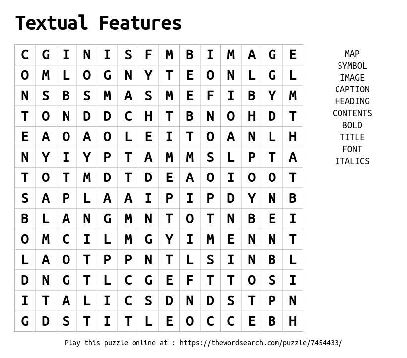 Download Word Search on Textual Features