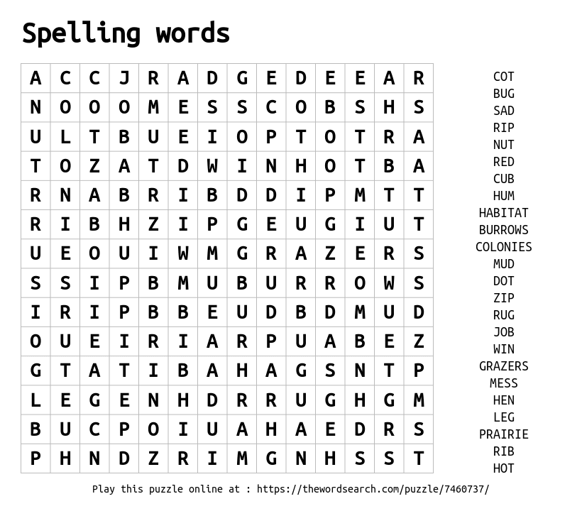 Download Word Search on Spelling words