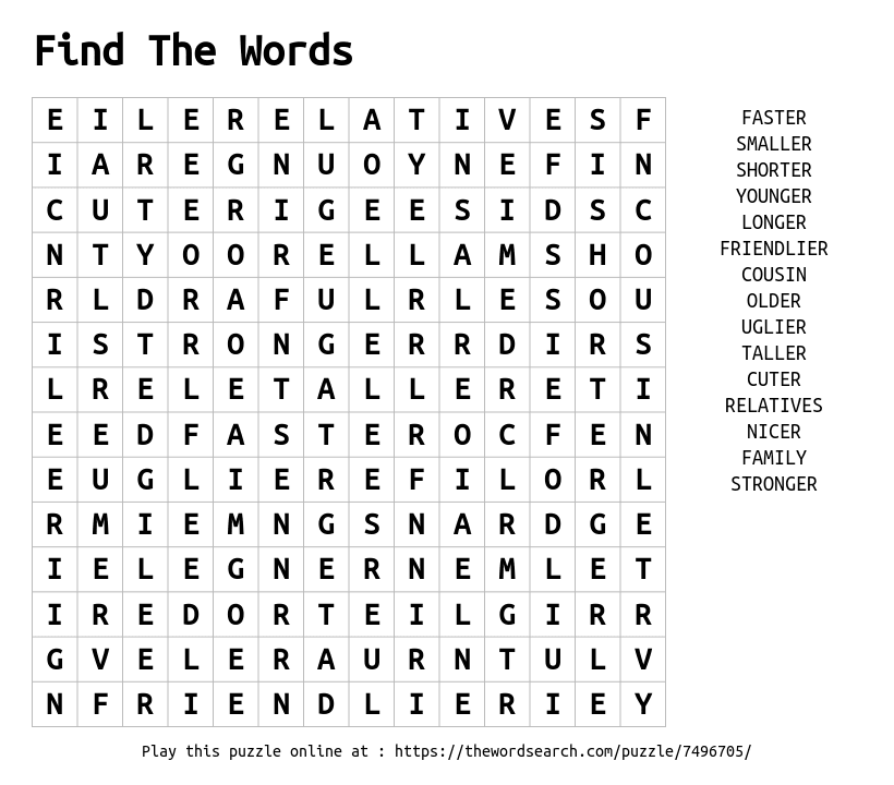 Find The Words Word Search