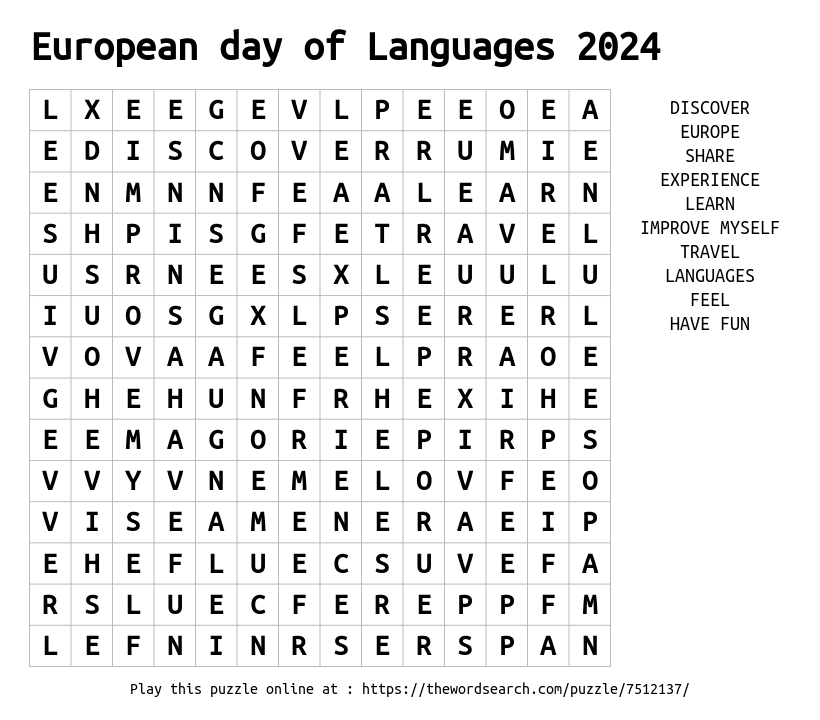 European day of Languages 2024 Word Search