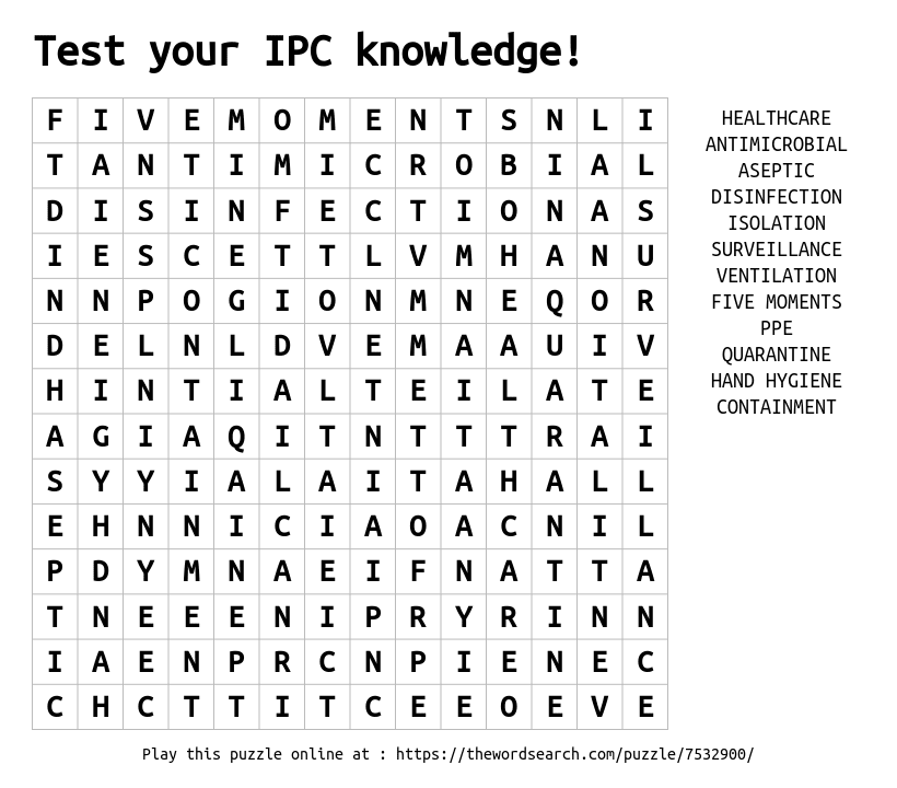 Test your IPC knowledge! Word Search