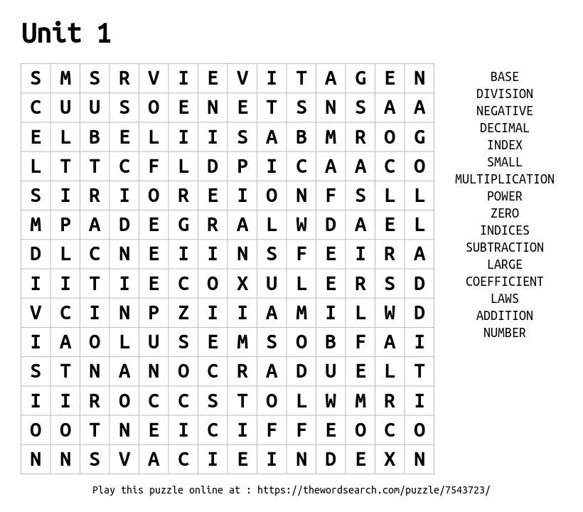 Unit 1 Word Search