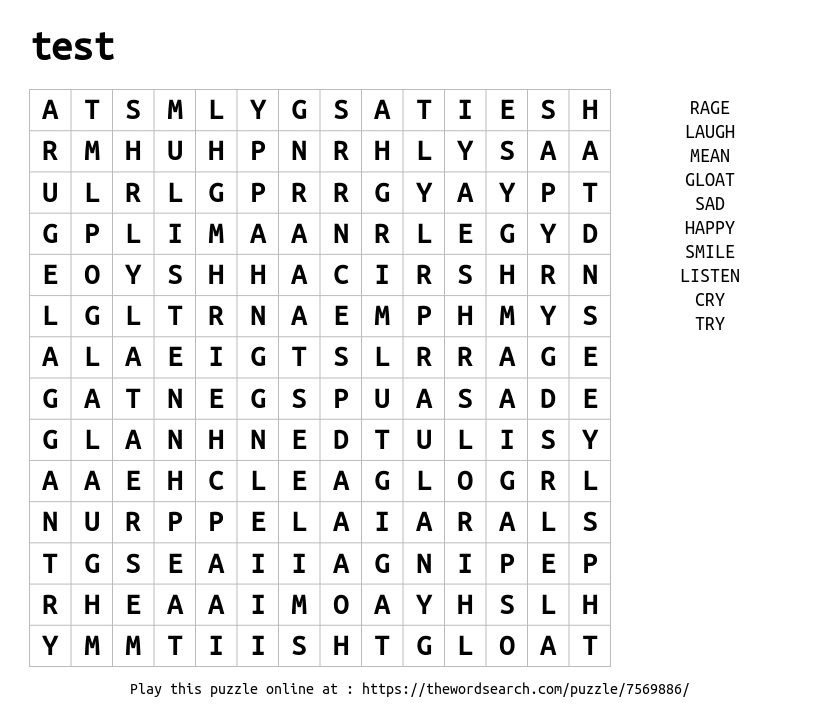 test Word Search