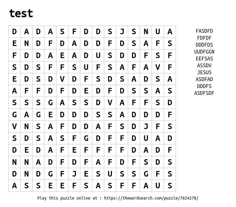 test Word Search