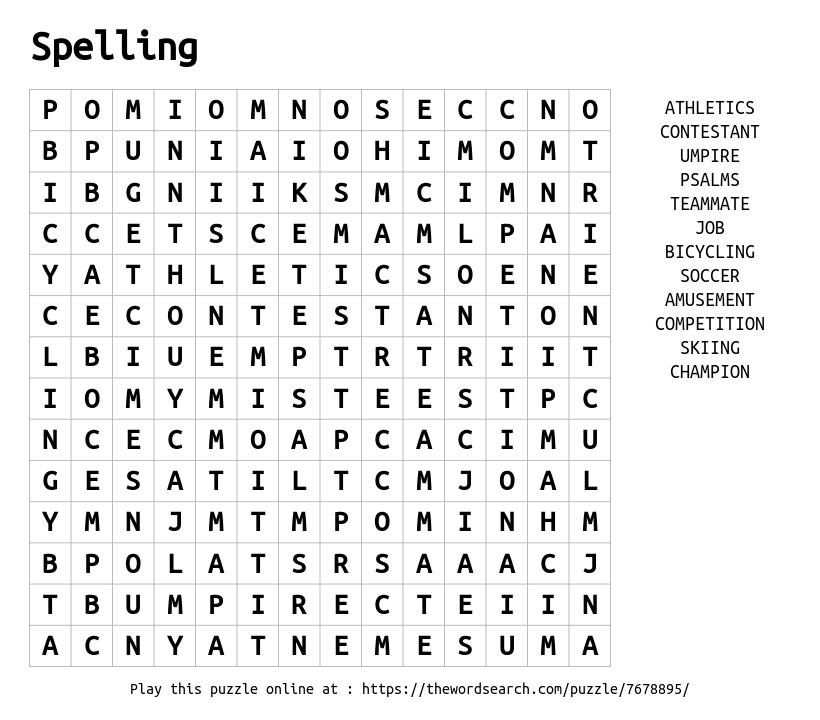 Spelling Word Search