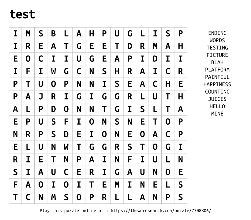 test Word Search