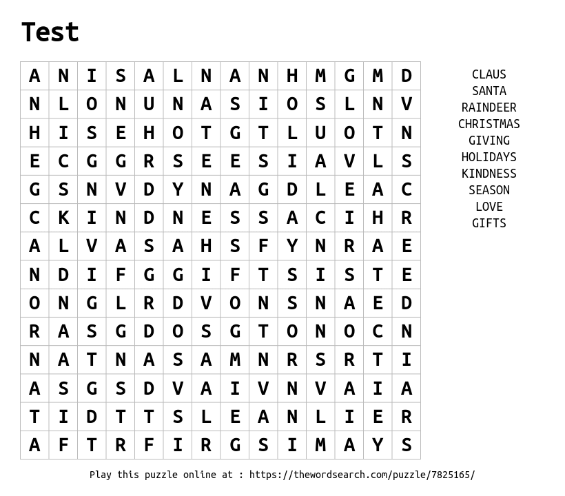Test Word Search