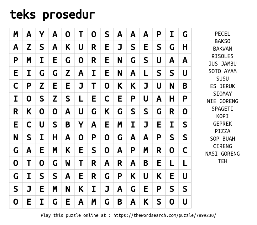 teks prosedur Word Search