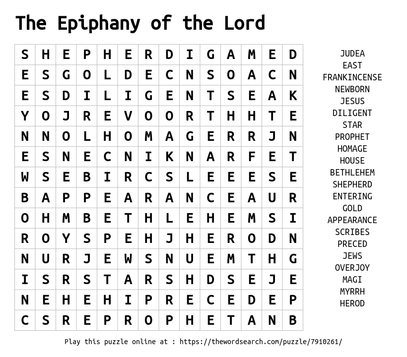 The Epiphany of the Lord Word Search