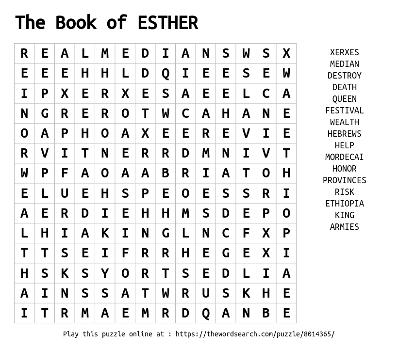 Download Word Search on The Book of ESTHER