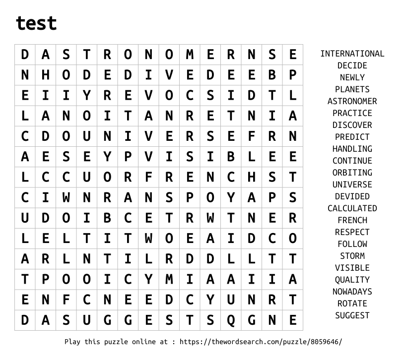 Download Word Search on test