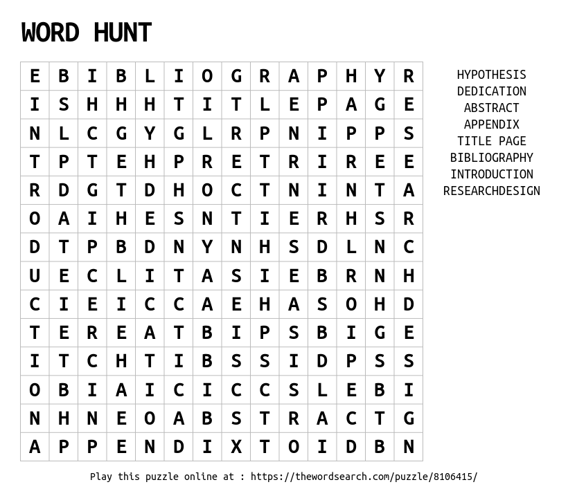WORD HUNT Word Search