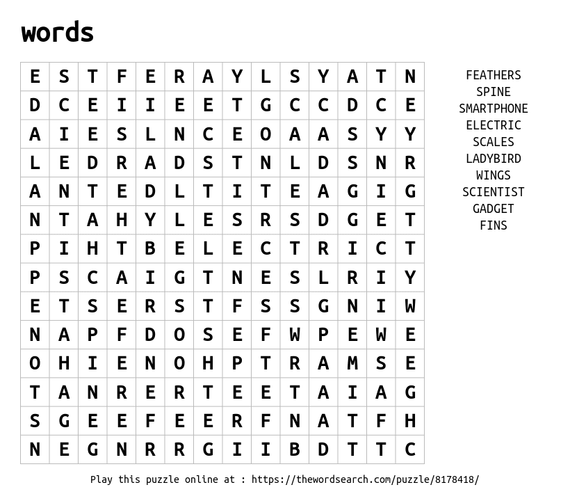 words Word Search