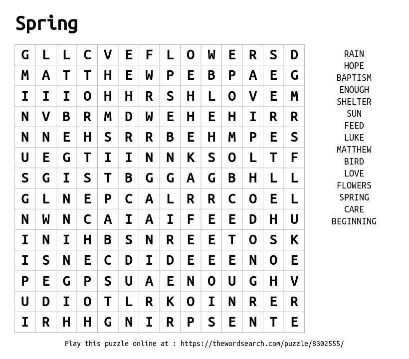 Download Word Search on Spring