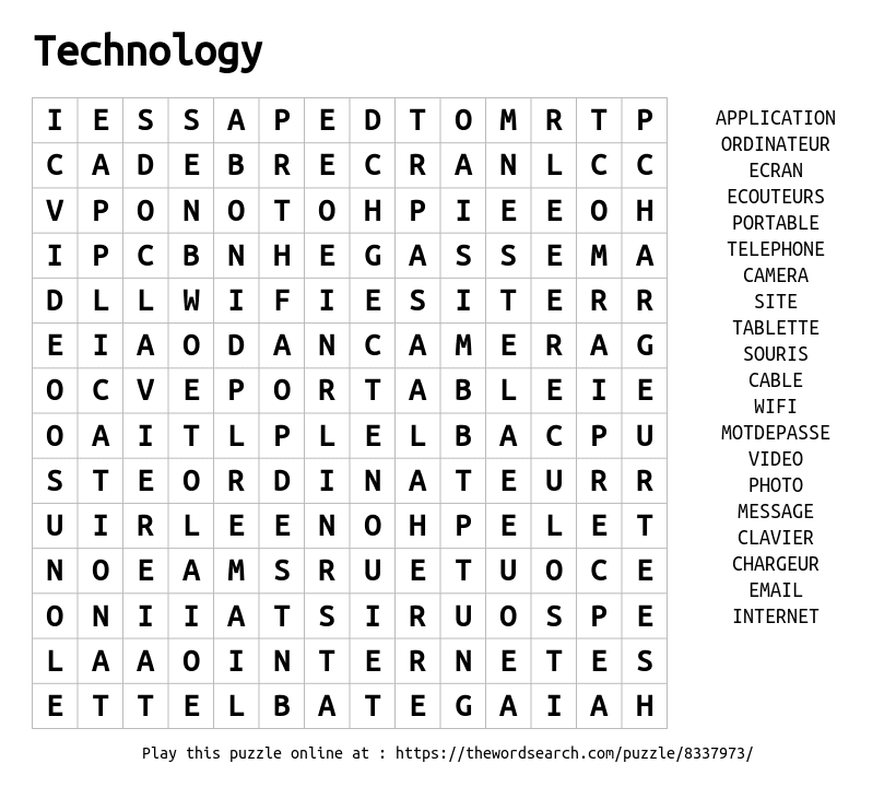 Download Word Search on Technology