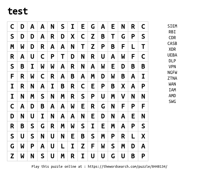 test Word Search