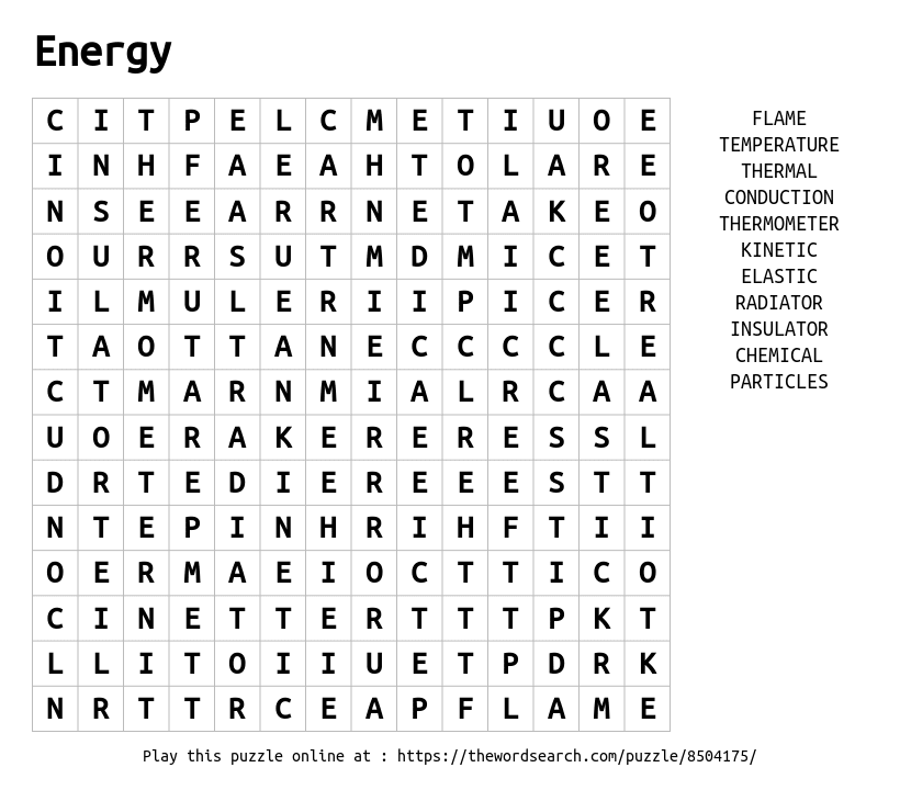 Energy Word Search