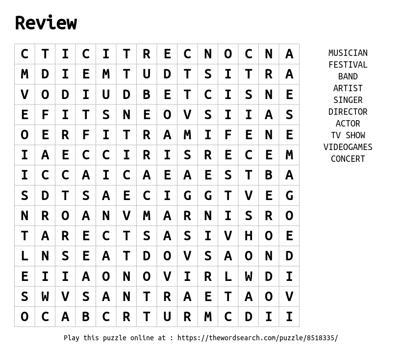 Review Word Search