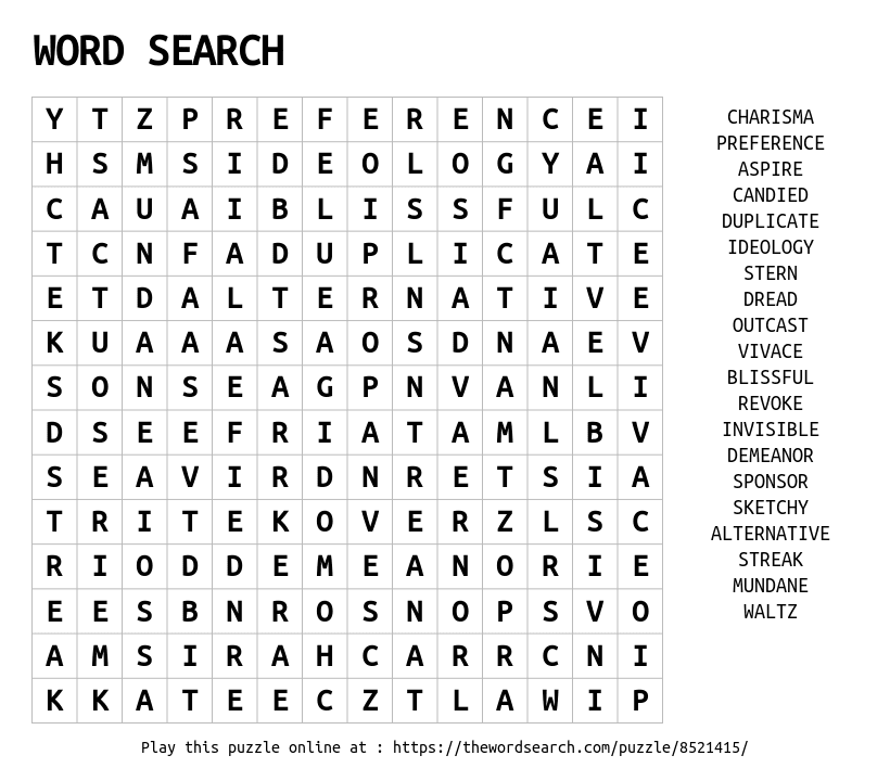Download Word Search on WORD SEARCH