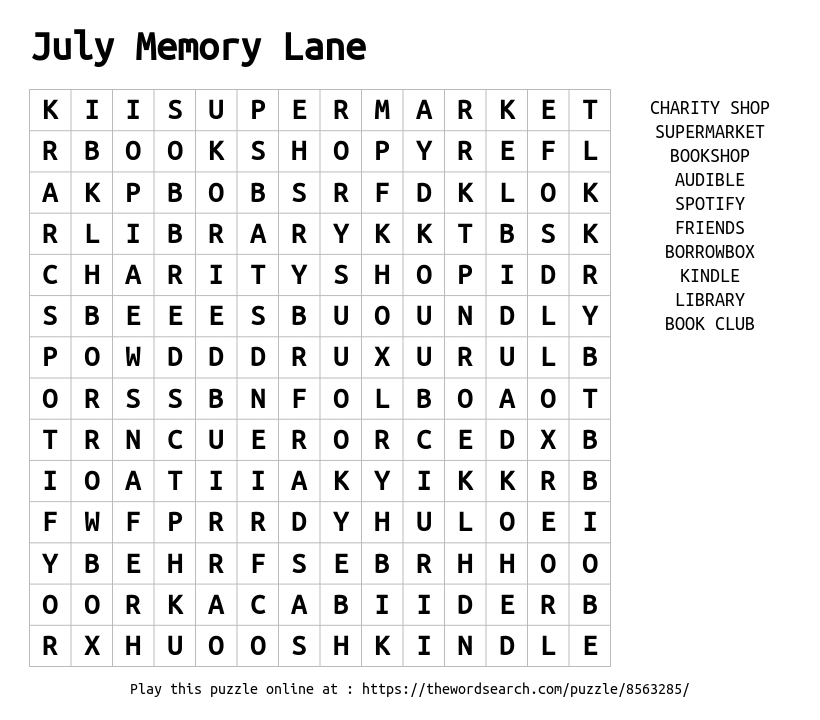 Download Word Search on July Memory Lane
