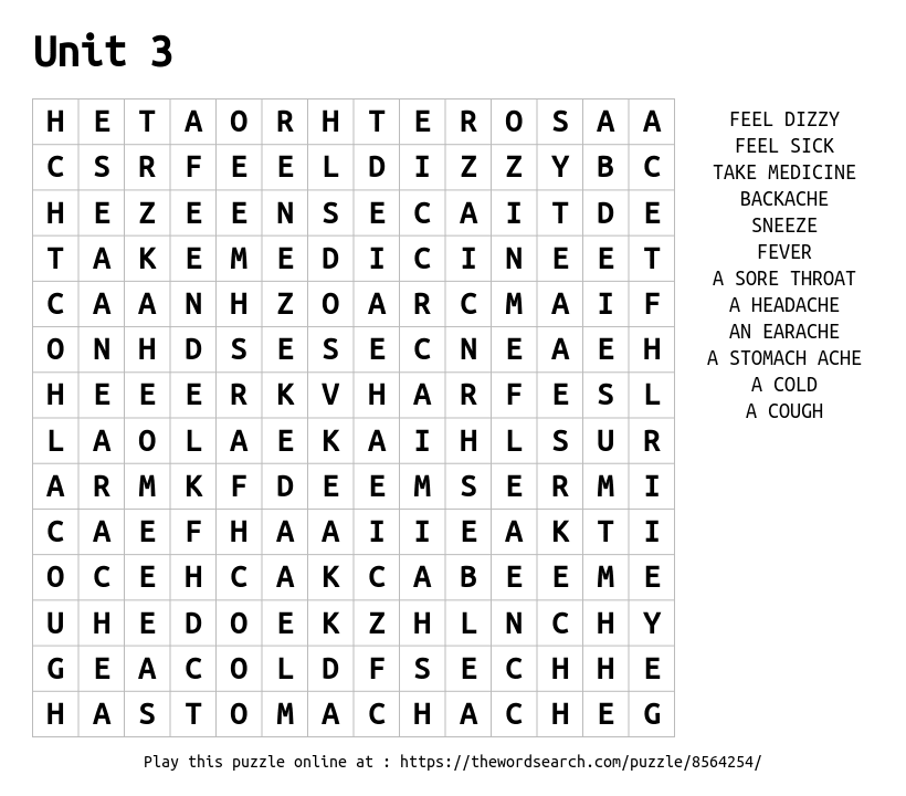 Unit 3 Word Search