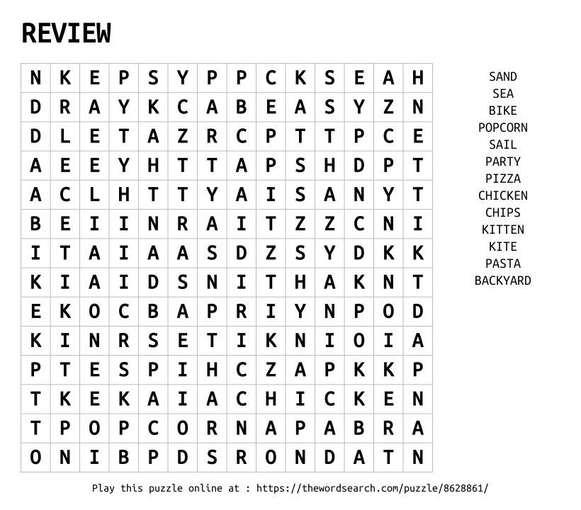 REVIEW Word Search
