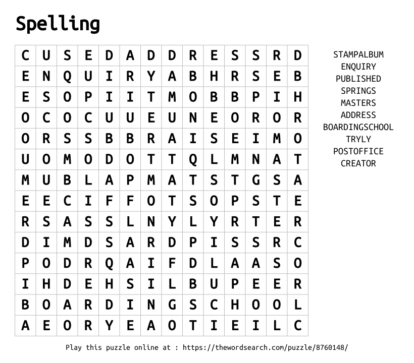 Spelling Word Search