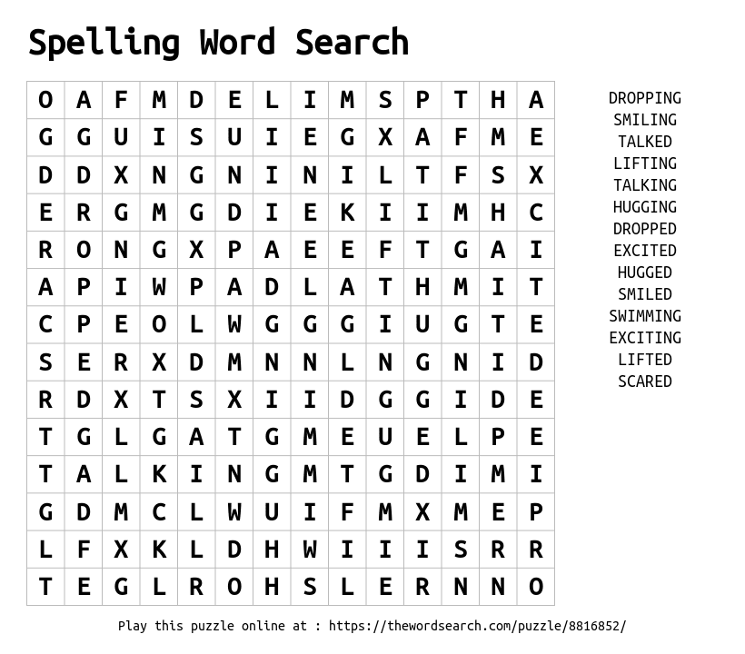 Spelling Word Search Word Search