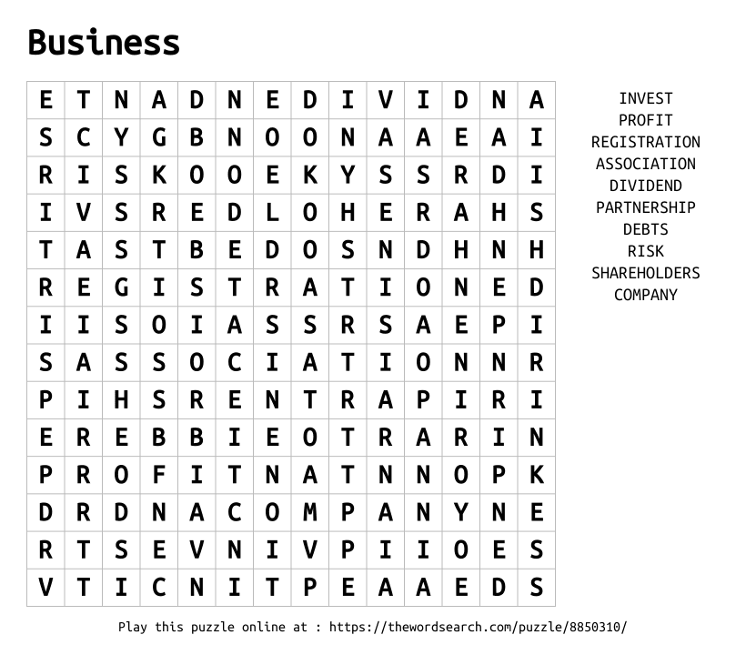 Business Word Search