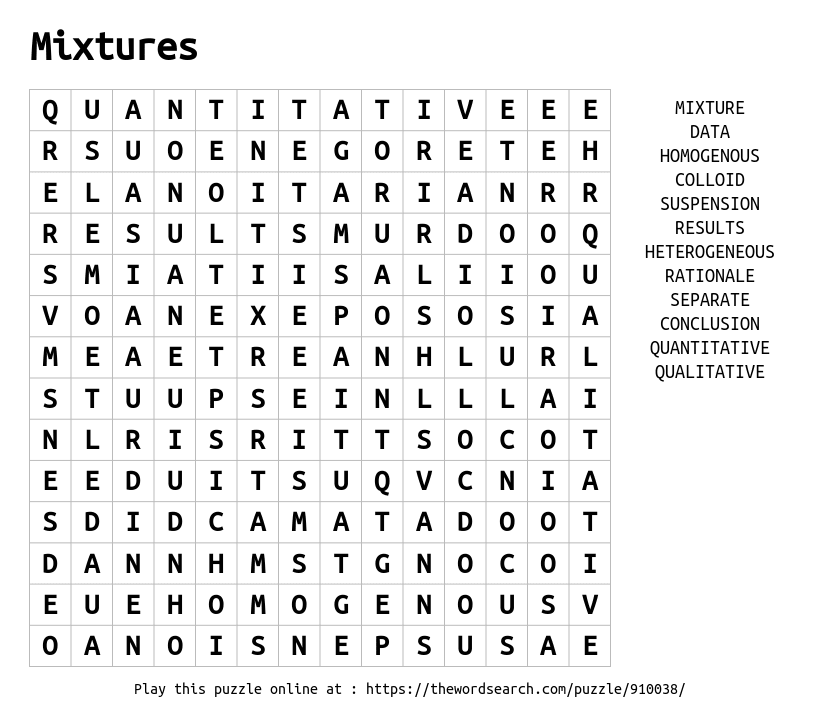 Download Word Search on Mixtures