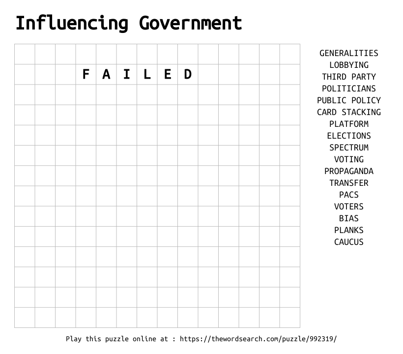 Download Word Search on Influencing Government